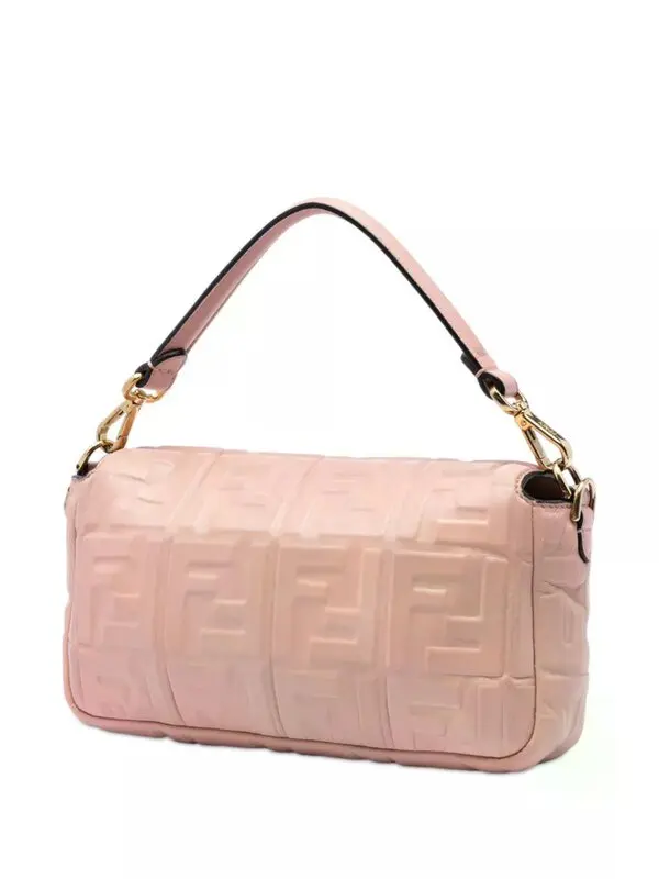 Fendi Zucca Embossed Leather Baguette Satchel - Pink