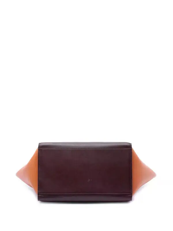 Celine Medium Tricolor Leather Trapeze Satchel - Red