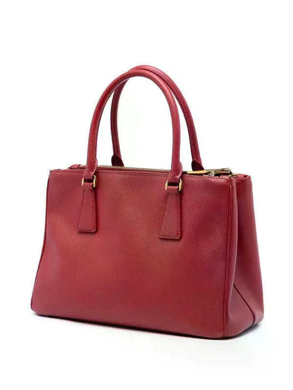Prada Saffiano Lux Galleria Double Zip Satchel - Red