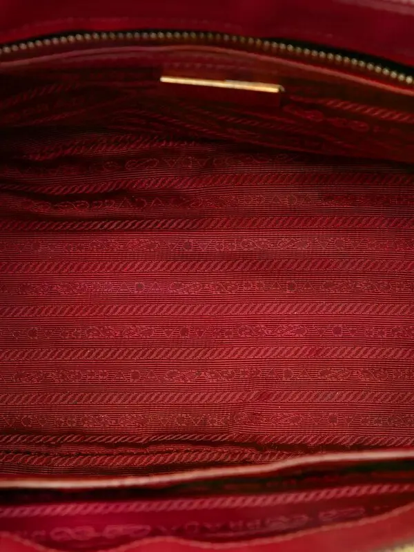 Prada Saffiano Lux Galleria Double Zip Satchel - Red
