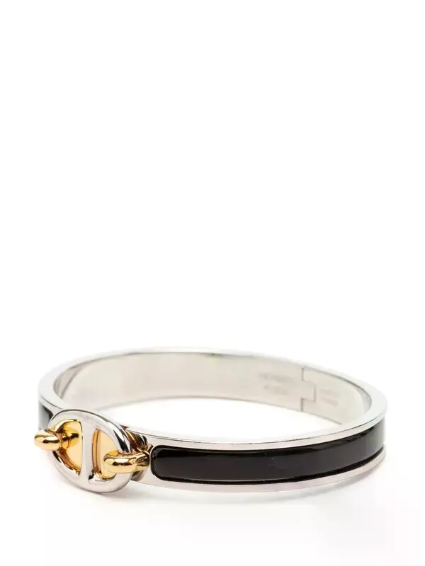 Hermès Clic Clac Chain D'ancre Enamel Bracelet Pm - Black