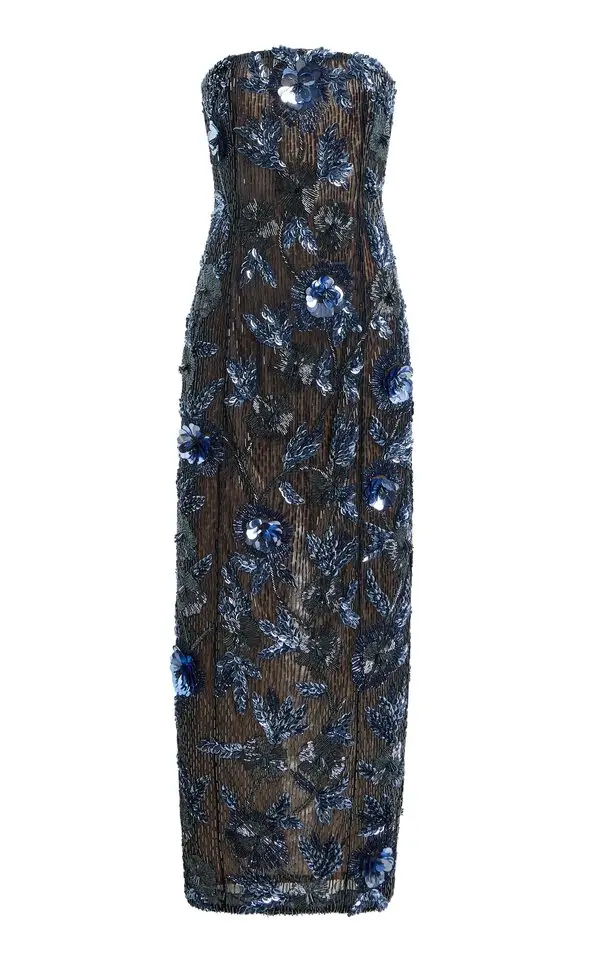 Rachel Gilbert Exclusive Pierre Embellished Tulle Gown - Blue
