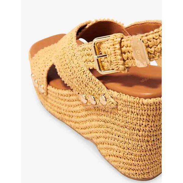Maje Raffia-effect Heeled Wedge Sandals