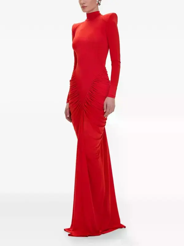 V:PM ATELIER Adwa Padded-shoulder Ruched Maxi Dress