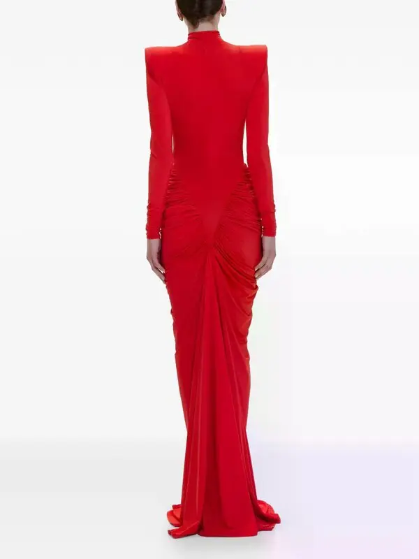 V:PM ATELIER Adwa Padded-shoulder Ruched Maxi Dress