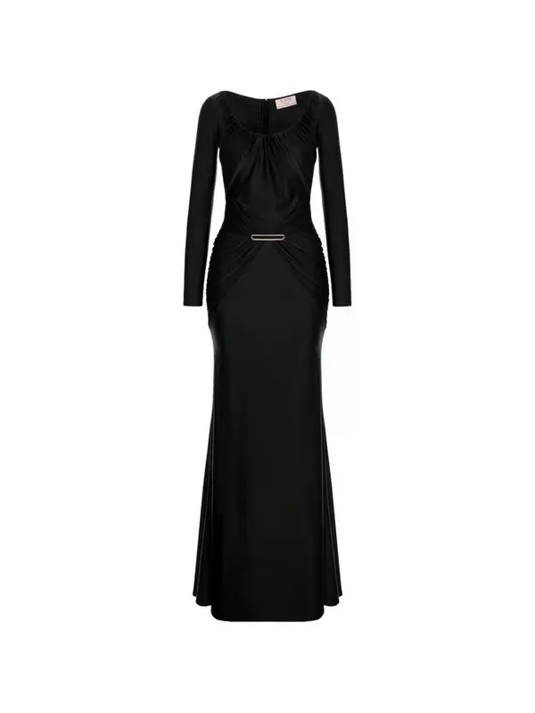 V:PM ATELIER Delia Ruched Maxi Dress - Black