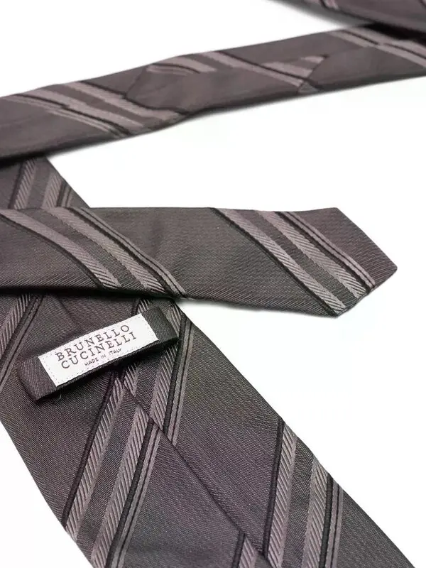 Brunello Cucinelli Diagonal-stripe Silk Tie - Grey