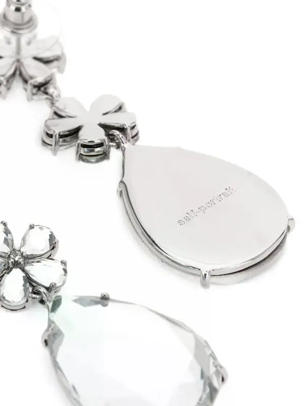 SELF-PORTRAIT Crystal Flower Tiered Earrings