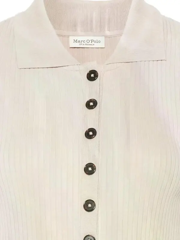 Marc O'polo Ribbed Knit Polo Top - Neutrals