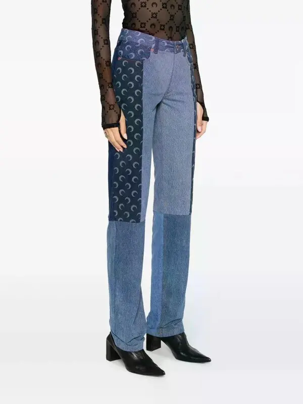 MARINE SERRE Patchwork Crescent Moon Jeans