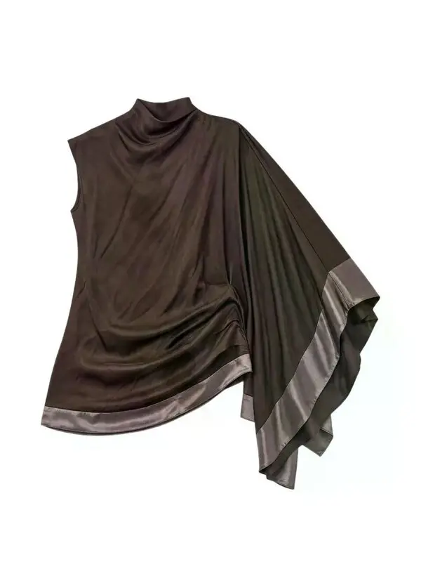 YANGKEHAN Asymmetric Draped High Neck Sleeveless Top