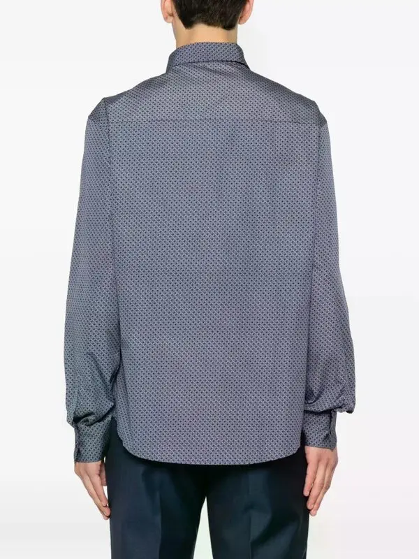 FERRAGAMO Geometric-print Long-sleeve Shirt