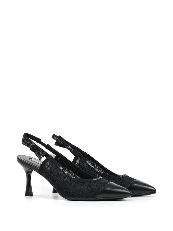 Karl Lagerfeld Lace-panelled Slingback Pumps
