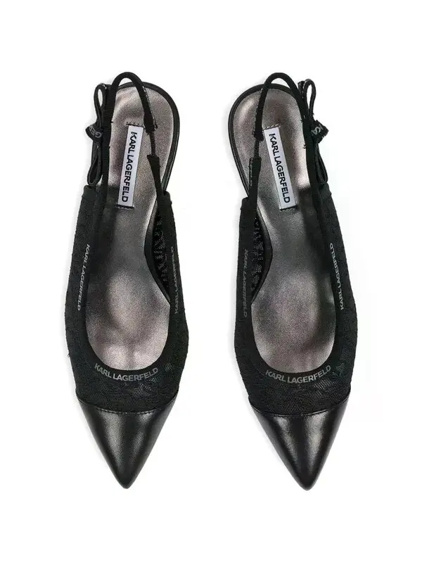 Karl Lagerfeld Lace-panelled Slingback Pumps