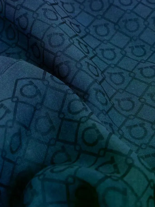 FERRAGAMO Gancini-print Frayed Scarf