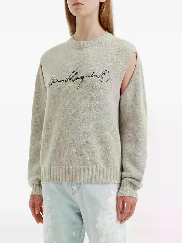 MAISON MARGIELA Logo Print Cut-out Sweater - Grey