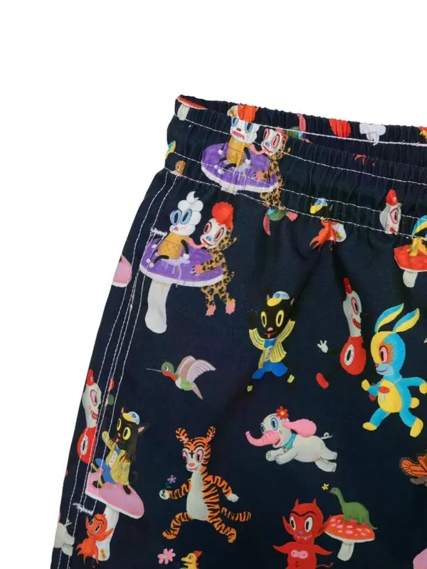 ARRELS BARCELONA Graphic Print Drawstring Swim Shorts - Blue