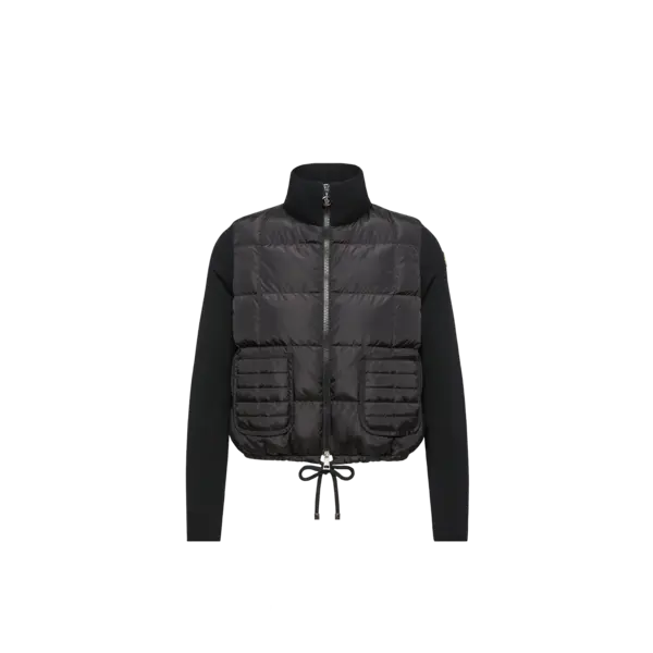 Moncler Quilted Wool Zip-up Cardigan - Black