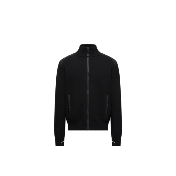 Moncler Zip-up Wool Blend Cardigan - Black