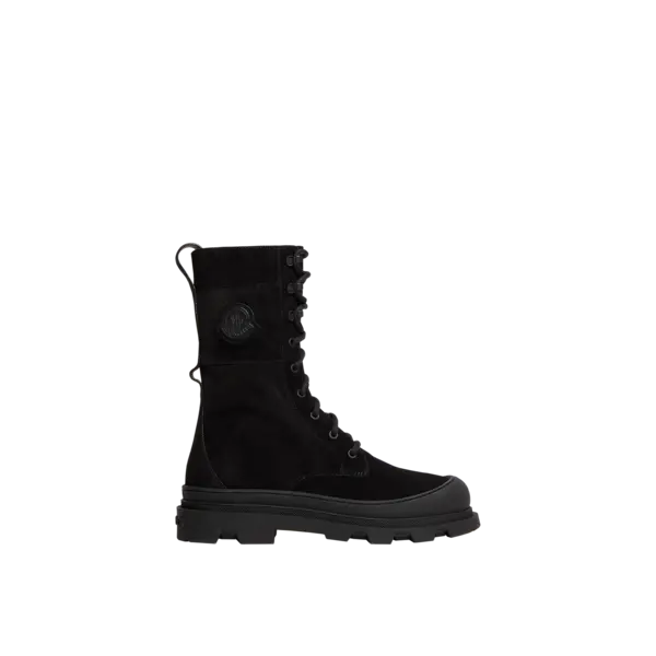 Moncler Vera High Suede Lace-up Boots - Black