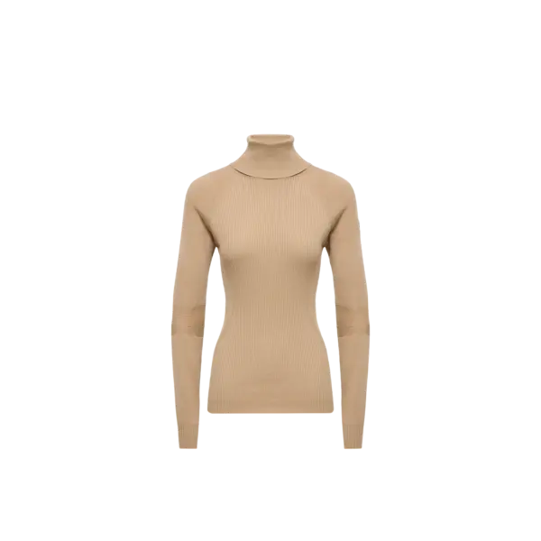 Moncler Wool Blend Ribbed Turtleneck Jumper - Beige