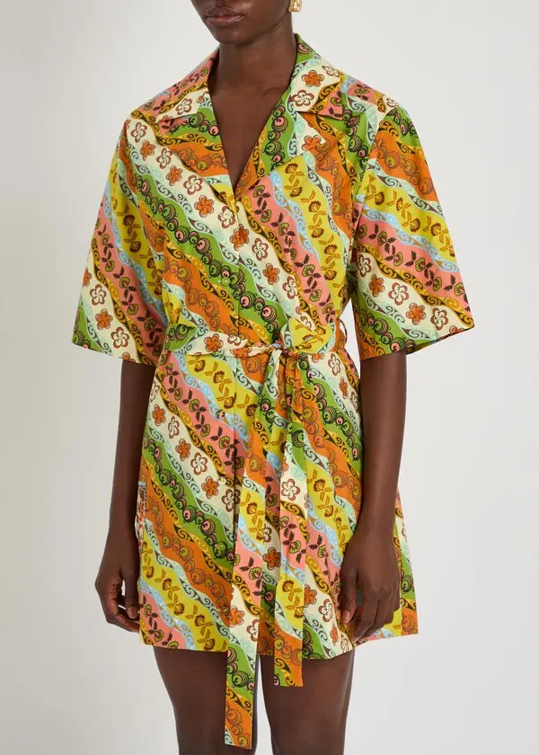 ALEMAIS Alémais Printed Belted Shirt Mini Dress
