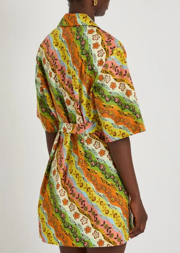 ALEMAIS Alémais Printed Belted Shirt Mini Dress