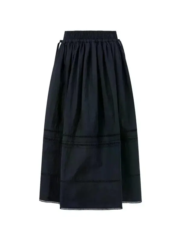 STUDIO TOMBOY Ladder-stitch Gathered Long Skirt - Black
