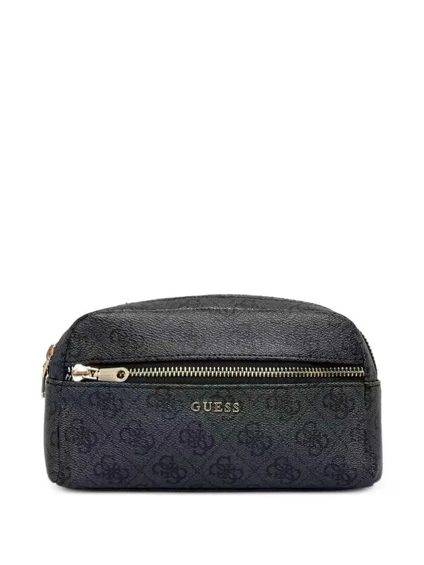 Guess Logo Print Zip-around Make-up Bag - Black
