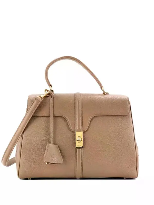Celine 16 Top Handle Bag Grained Calfskin Medium Shoulder Bag - Brown