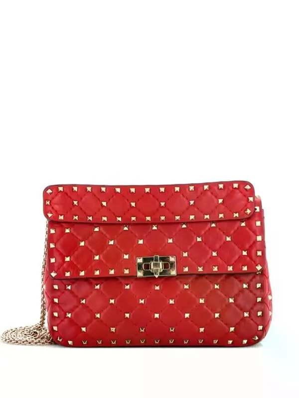 Valentino Garavani Rockstud Spike Flap Quilted Leather Medium Crossbody Bag - Red