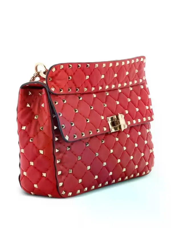 Valentino Garavani Rockstud Spike Flap Quilted Leather Medium Crossbody Bag - Red