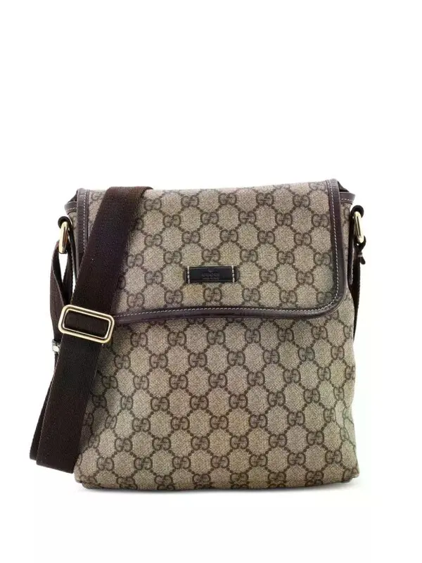 Gucci Gg Coated Canvas Flap Messenger Bag