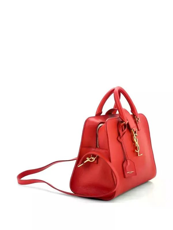 Saint Laurent Monogram Cabas Leather Baby Satchel - Red