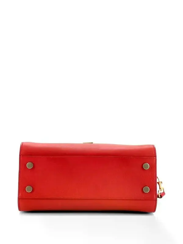 Saint Laurent Monogram Cabas Leather Baby Satchel - Red