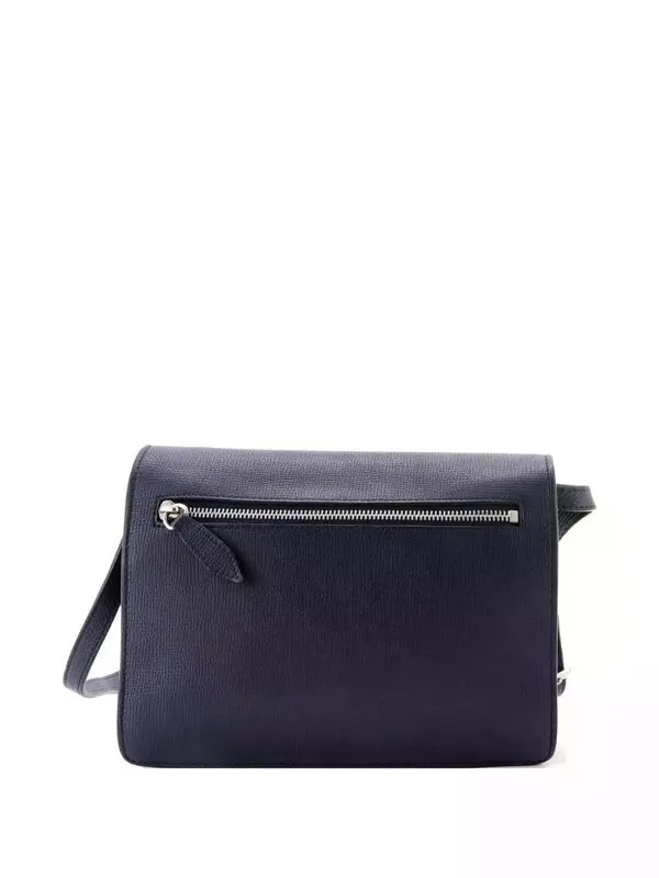 Burberry Macken Leather And Vintage Check Canvas Small Crossbody Bag - Blue