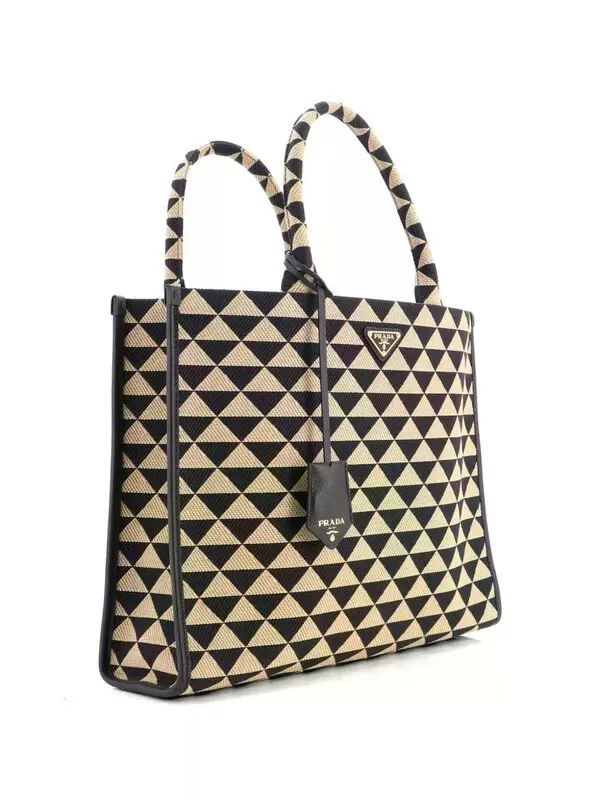 Prada Jacquard Shopper Tote Bag - Black
