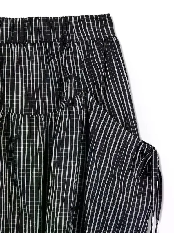 STUDIO TOMBOY Check Drawstring Midi Skirt - Black