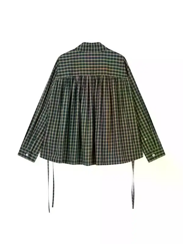 STUDIO TOMBOY Checkered Shirt With Gathered Detailing