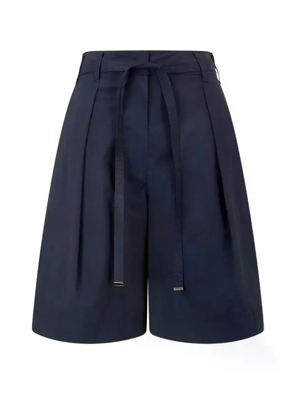 STUDIO TOMBOY Belted Pleated Knee-length Tailored Shorts - Blue