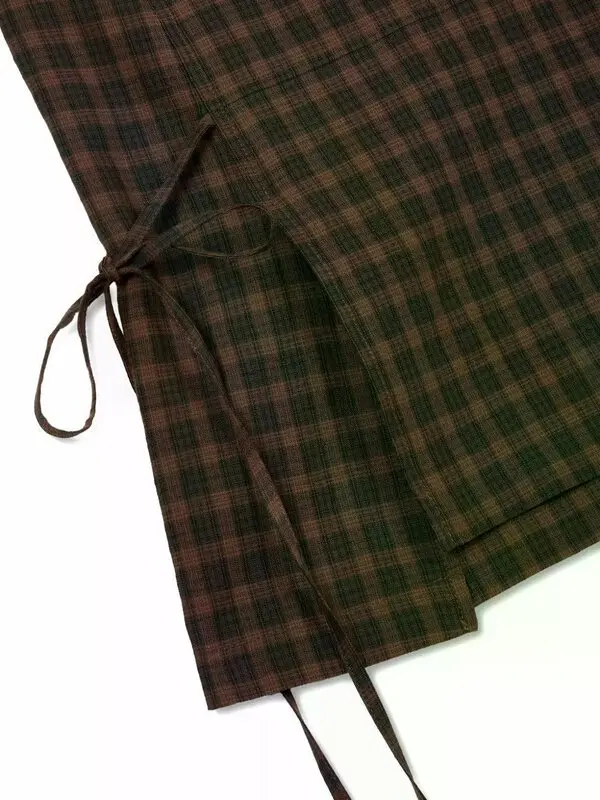 STUDIO TOMBOY Check-pattern Sleeveless Blouse With Side Ties - Brown