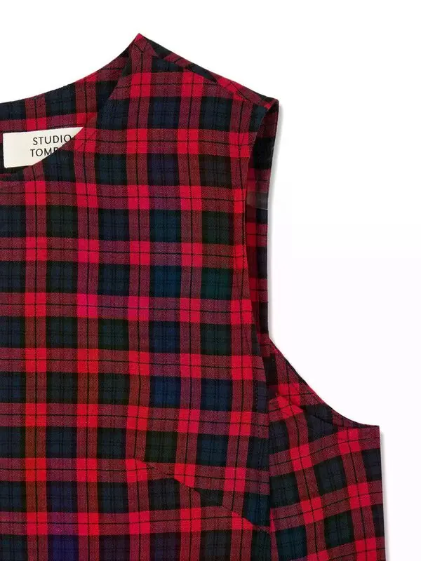 STUDIO TOMBOY Sleeveless Checkered Side-tie Blouse