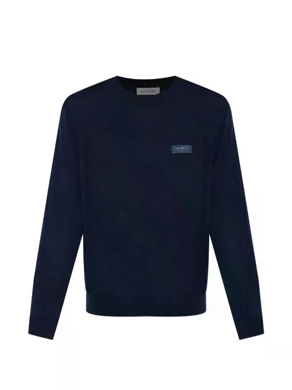Givenchy Navy Wool Crew Neck Sweater - Blue
