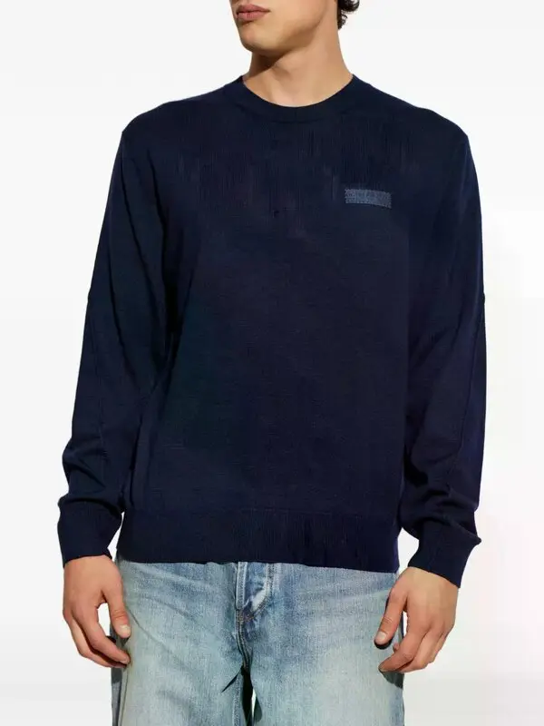 Givenchy Navy Wool Crew Neck Sweater - Blue