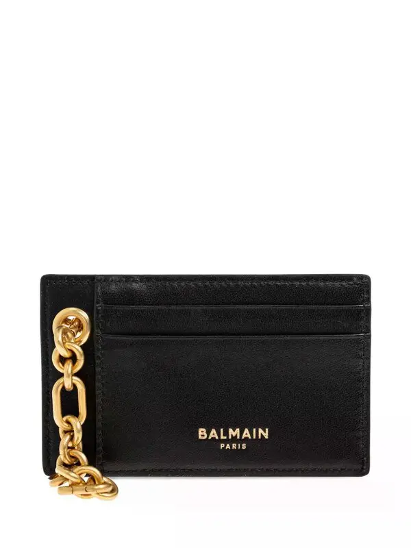 Balmain Monogram-pattern Chain-link Card Holder - Black