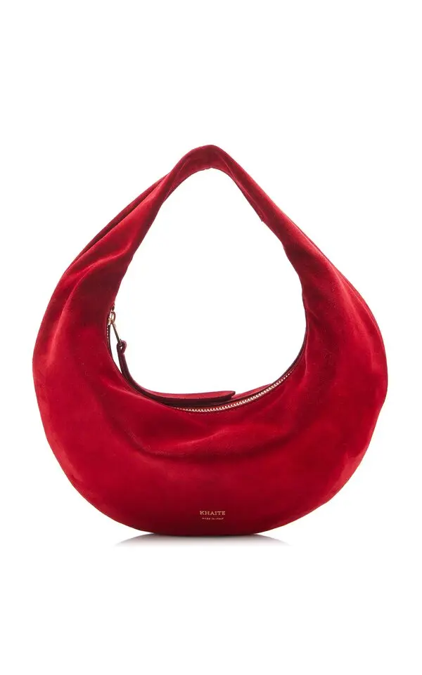 Khaite Olivia Suede Mini Hobo Bag - Red