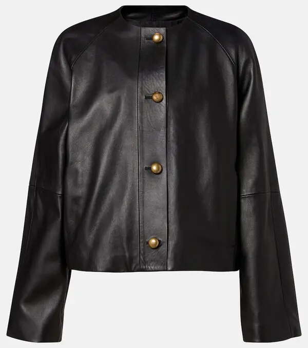 Max Mara Bouquet Leather Jacket - Black