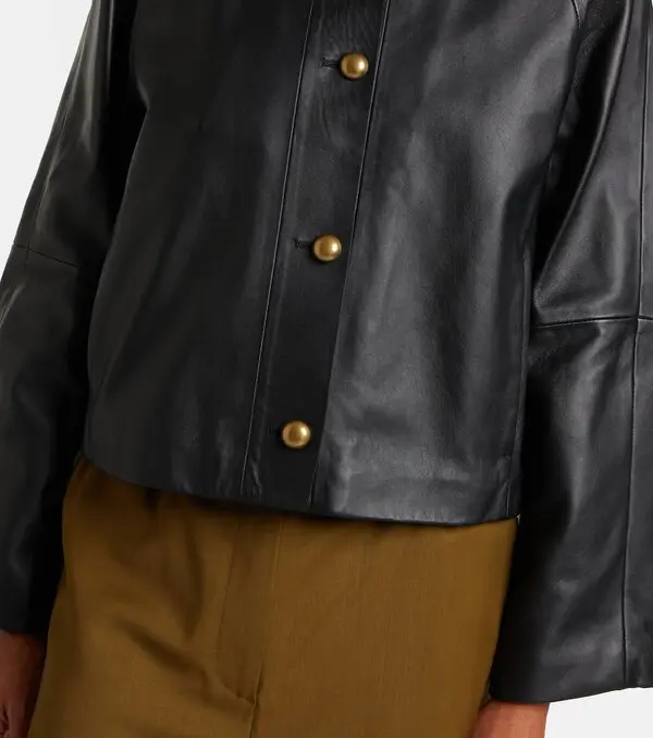 Max Mara Bouquet Leather Jacket - Black