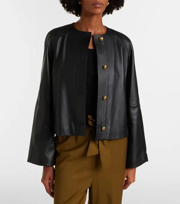 Max Mara Bouquet Leather Jacket - Black