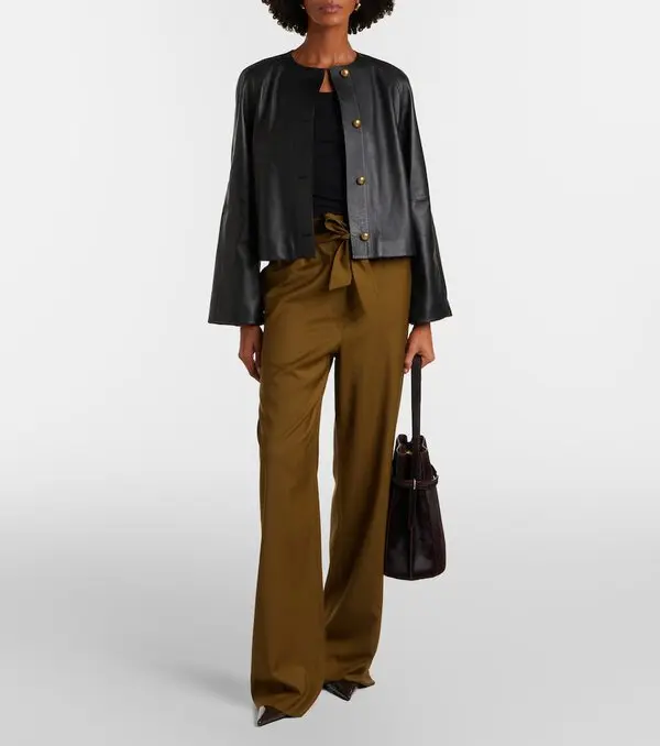 Max Mara Bouquet Leather Jacket - Black